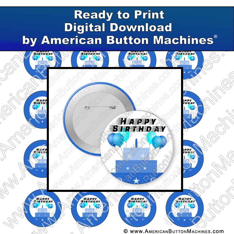 Happy Birthday (Blue) - Digital Download for Buttons – American Button ...