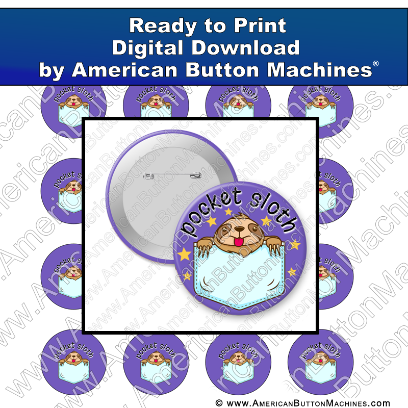 Pocket Sloth - Digital Download for Buttons – American Button Machines